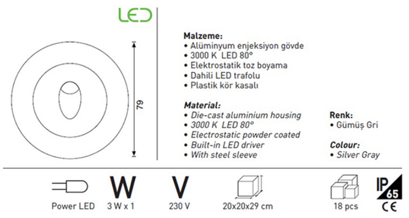 Jupiter 3000K Gün Işığı LED Duvar Armatürü LW425 | www.elektrikmarket ...