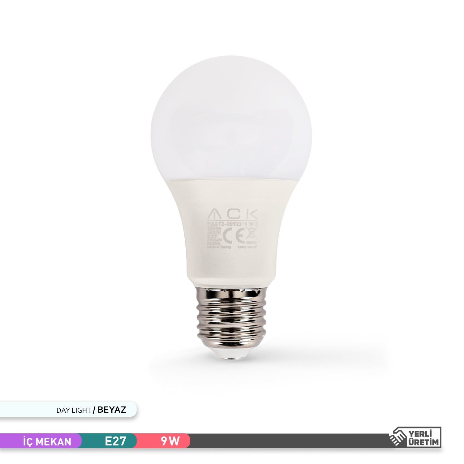 ACK 9W LED A60 E27 Ampul 6500K AA13-00923 | www.elektrikmarket.com.tr
